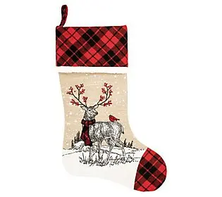 C&F HOME Deer Embroidered And Printed Stocking