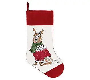 C&F HOME Dog Christmas Embroidered Christmas St Ocking