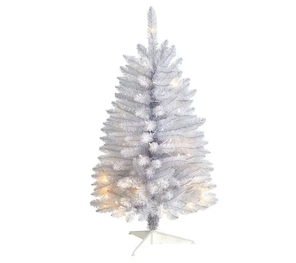 NEARLY NATURAL 3'h Slim White Christmas Tree W/ 0 Lights