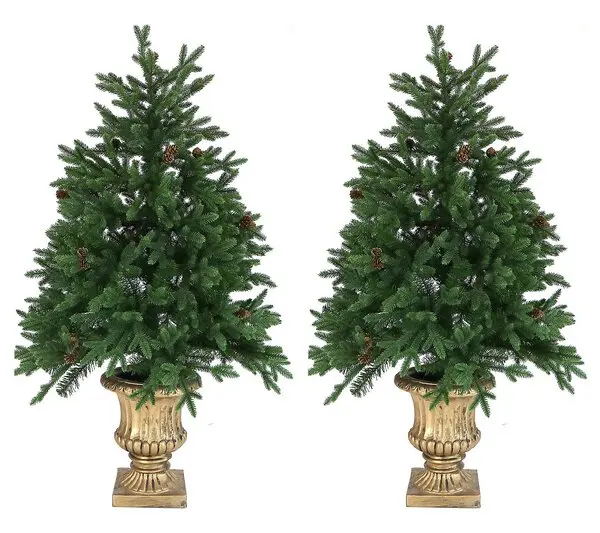 FRASER HILL FARM Set Of Two 4-foot Noble Fir Tr Ees - One-color
