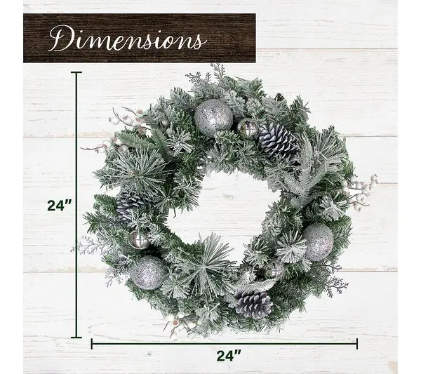 FRASER HILL FARM 24' Christmas Frosted Wreath