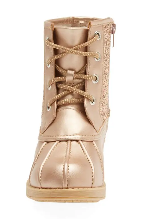 DREAM PAIRS Glitter Duck Boots - Rose/ Gold