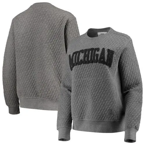 PRESSBOX Michigan Wolverines Moose Quilted Pullover Sweatshirt