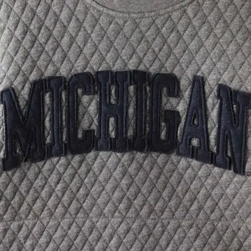 PRESSBOX Michigan Wolverines Moose Quilted Pullover Sweatshirt