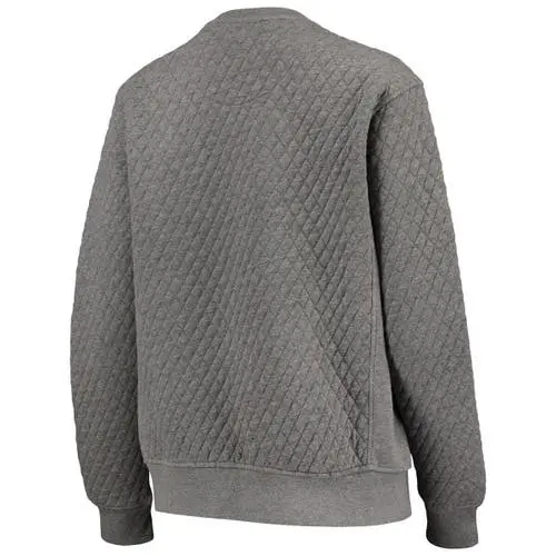 PRESSBOX Heather Charcoal Wisconsin Badgers Quilted Pullover Sweatshirt