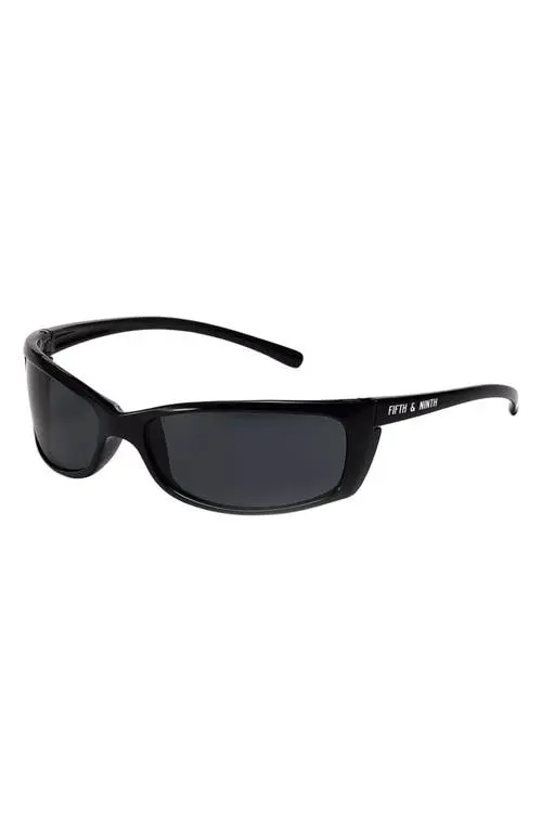 FIFTH & NINTH Rocket Polarized Wraparound Sunglasses - Black/black