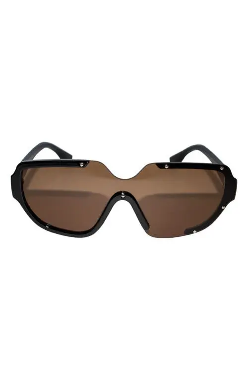 FIFTH & NINTH Jolie 71mm Oversize Polarized Square Sunglasses - Black/ Brown