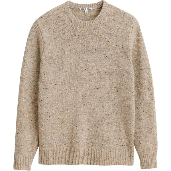 ALEX MILL Donegal Crewneck Merino Wool Blend Sweater - Oatmeal Donegal