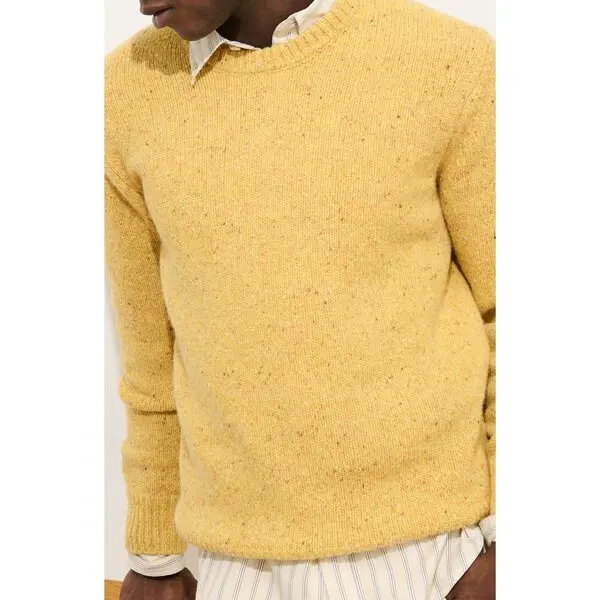 ALEX MILL Donegal Crewneck Merino Wool Blend Sweater - Sunflower
