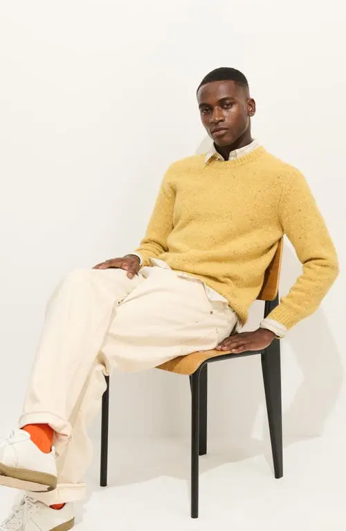 ALEX MILL Donegal Crewneck Merino Wool Blend Sweater - Sunflower