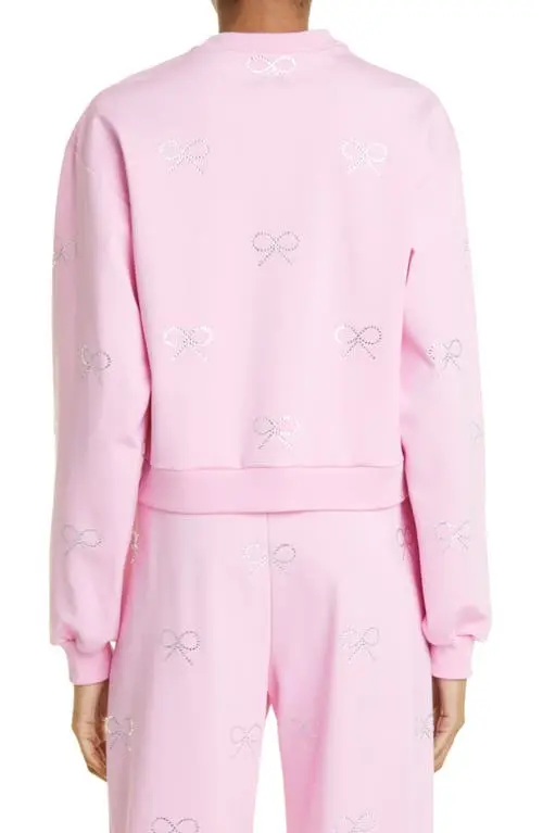 Mach & Mach Embellished Crystal Bow Crewneck Sweatshirt