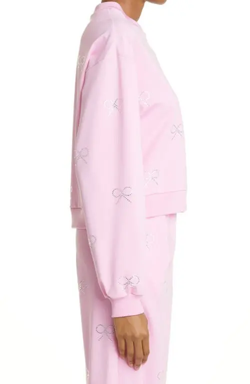 Mach & Mach Embellished Crystal Bow Crewneck Sweatshirt