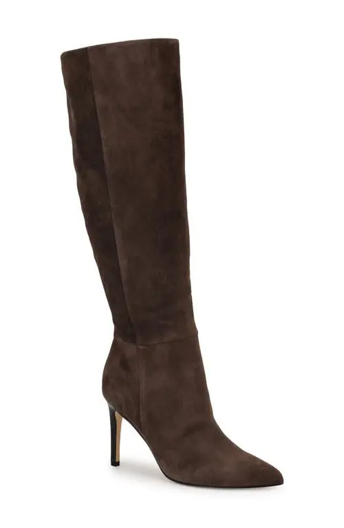 Nine West Richy Pointed Toe Knee High Boot - Dark Brown