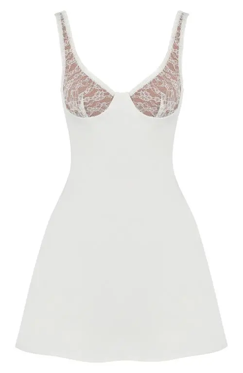 House Of Cb Cassandra Lace Cup Satin Minidress