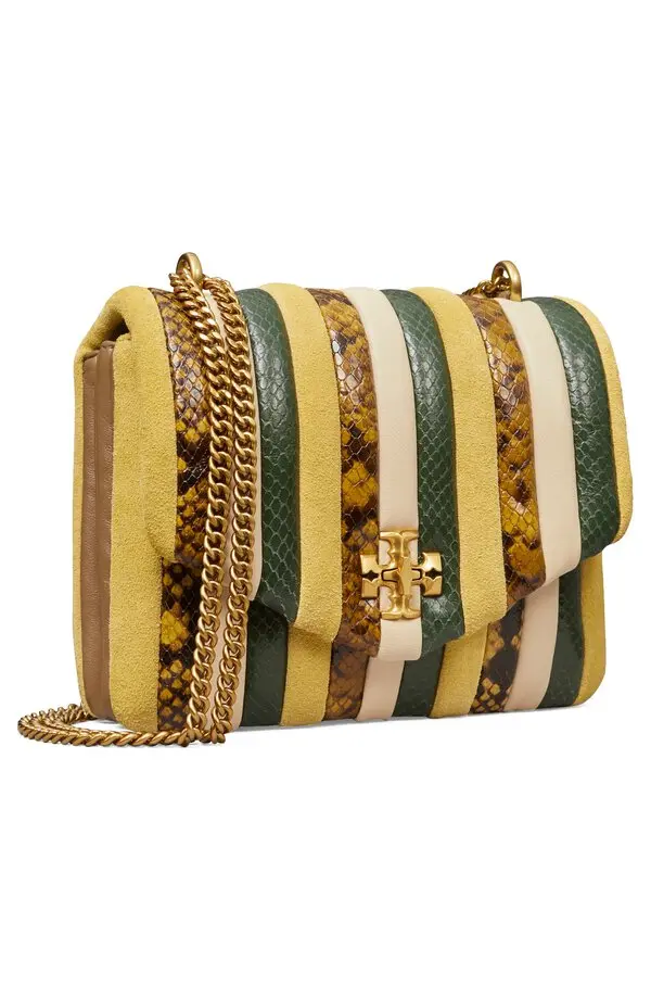 Tory Burch Kira Exotic Stripe Square Leather Crossbody Bag
