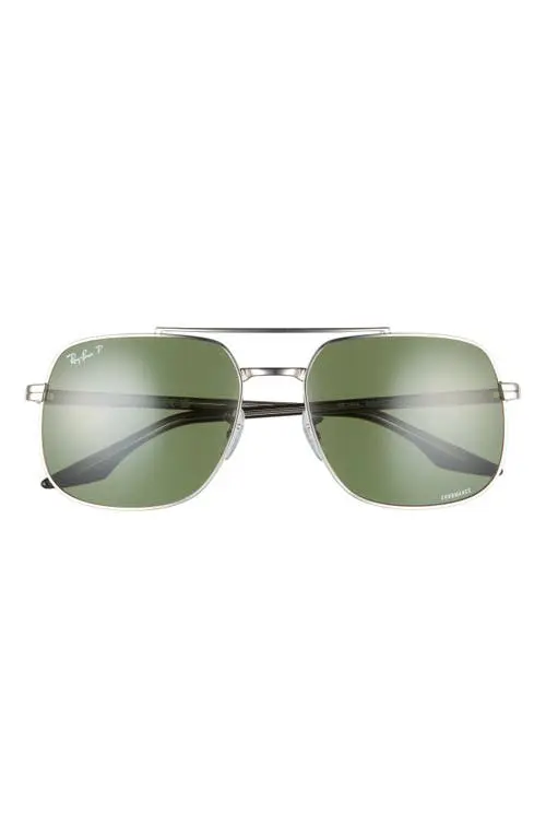 Ray-ban 59mm Polarized Aviator Sunglasses - Silver