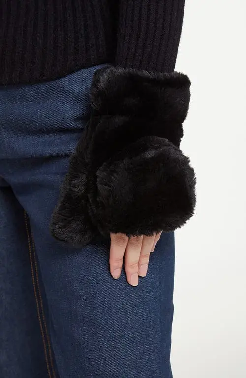 Apparis Coco Faux Fur Mittens - Noir