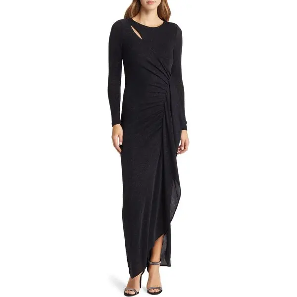 XSCAPE EVENINGS Ruched Metallic Gown