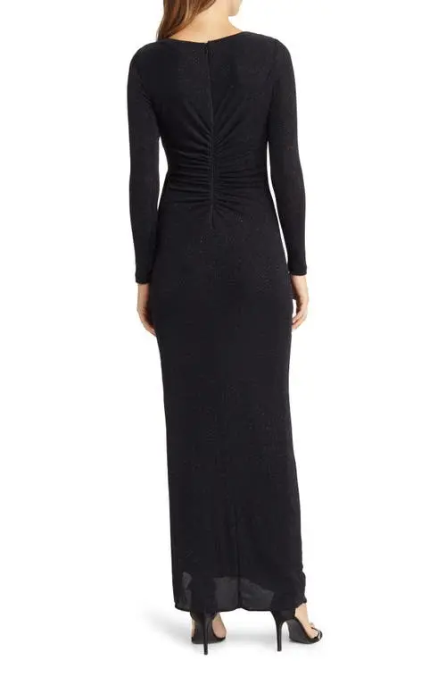 XSCAPE EVENINGS Ruched Metallic Gown