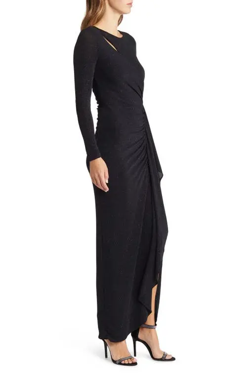 XSCAPE EVENINGS Ruched Metallic Gown