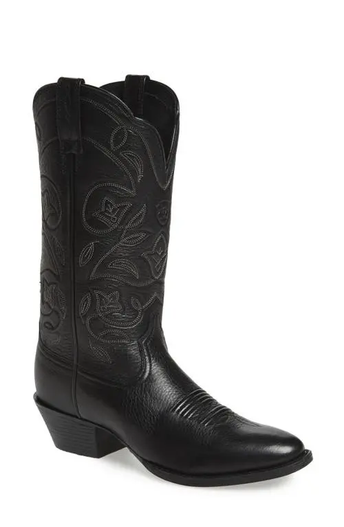 Ariat Heritage Western R-toe Boots - Black Leather