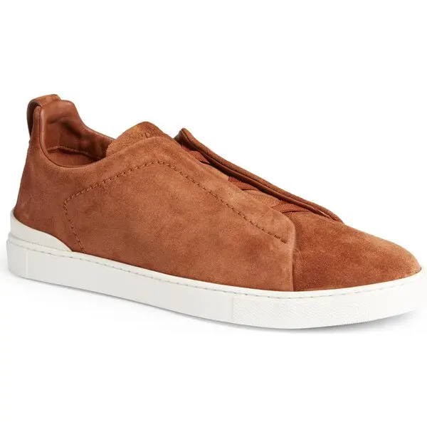 Zegna Triple Stitch Suede Slip-on Sneakers