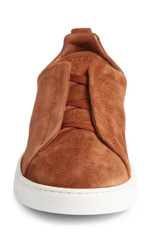 Zegna Triple Stitch Suede Slip-on Sneakers