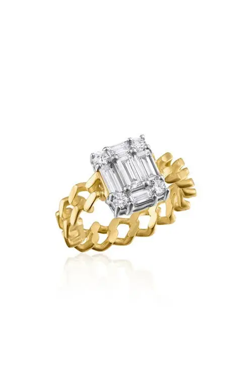MINDI MOND Clarity Cube Diamond Link Ring - 18k Yg