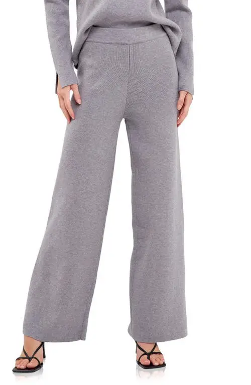 English Factory Wide Leg Knit Pants - Grey