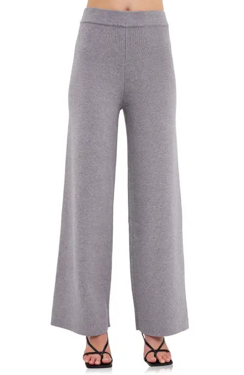 English Factory Wide Leg Knit Pants - Grey
