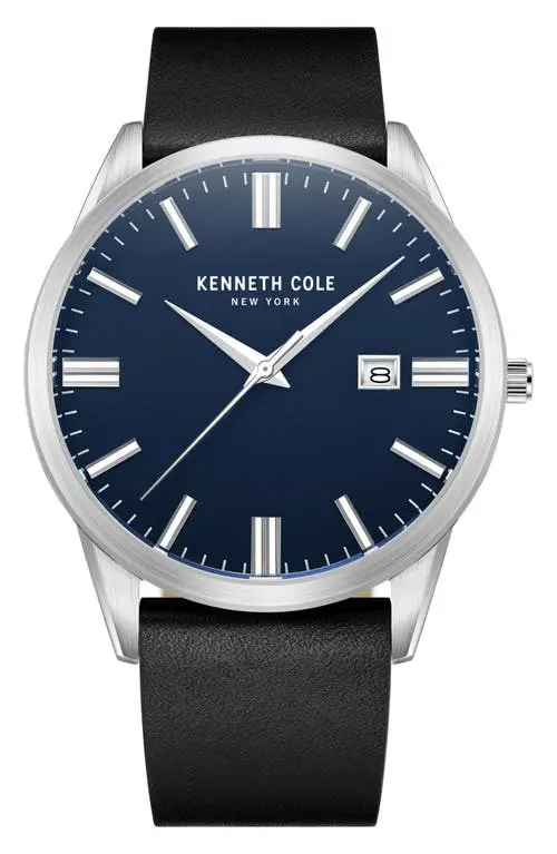 KENNETH COLE Classic Leather Strap Watch