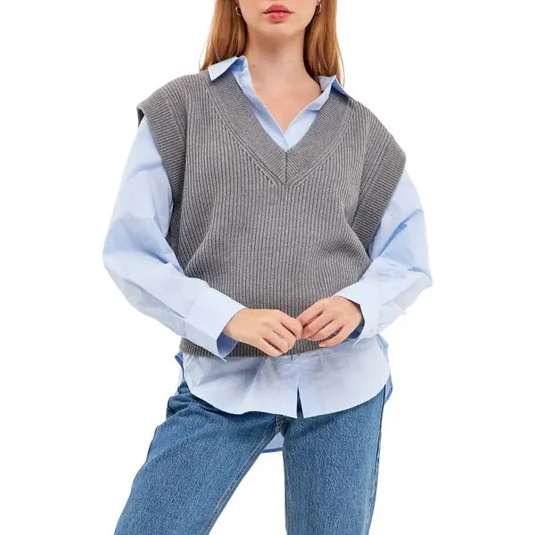 English Factory Sweater Vest - Grey
