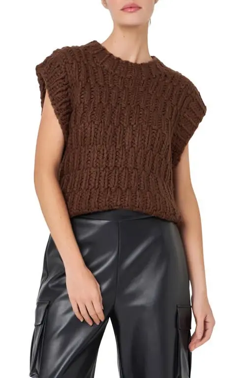 English Factory Chunky Cap Sleeve Sweater - Brown