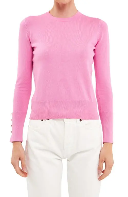 Endless Rose Button Cuff Sweater - Pink