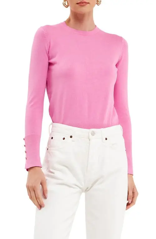Endless Rose Button Cuff Sweater - Pink