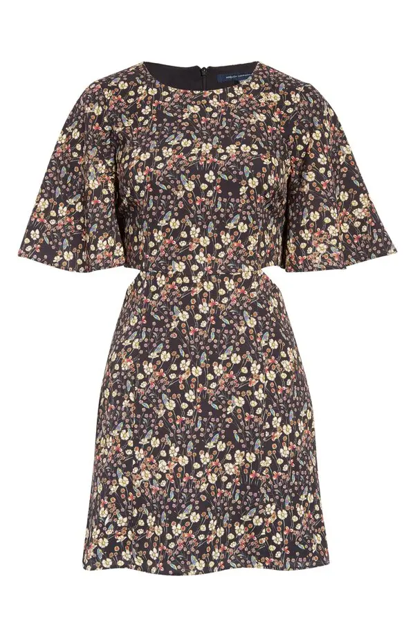 French Connection Hallie Verona Floral Print Cutout Dress