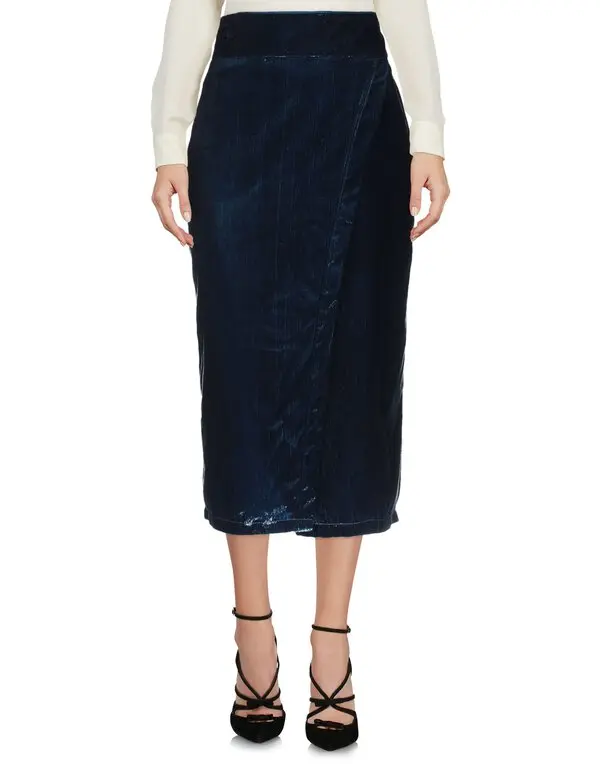 L' AUTRE CHOSE Midi Velvet Skirt - Midnight Blue