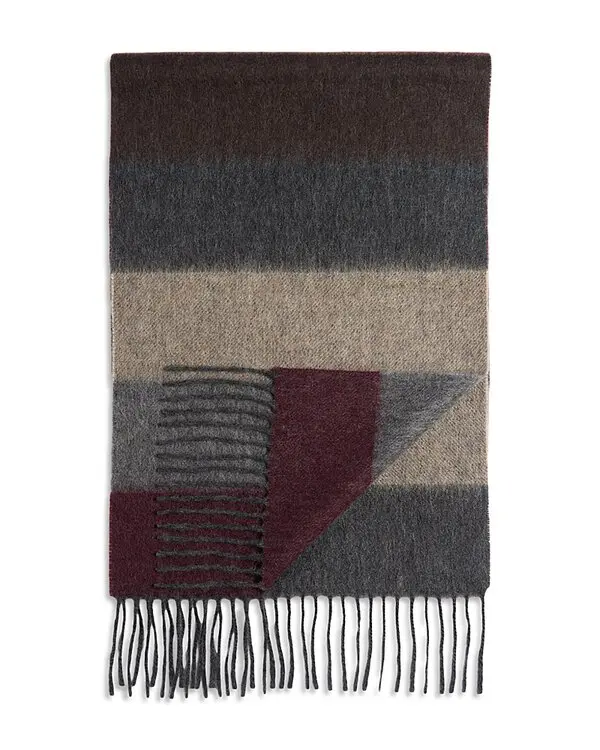 Bloomingdale'S Color Blocked Stripe Oversized Cashmere Scarf Exclusive - Brown/ Wild Rose/ Light Grey