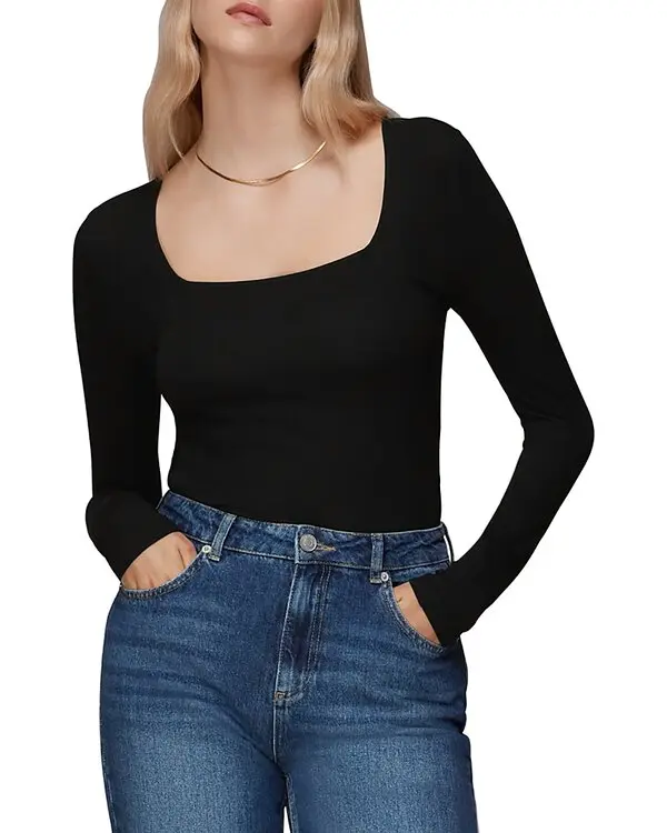 Whistles Square Neck Long Sleeve Top