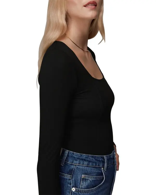 Whistles Square Neck Long Sleeve Top