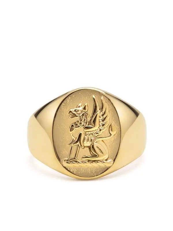 NIALAYA JEWELRY Lion Crest Signet Ring
