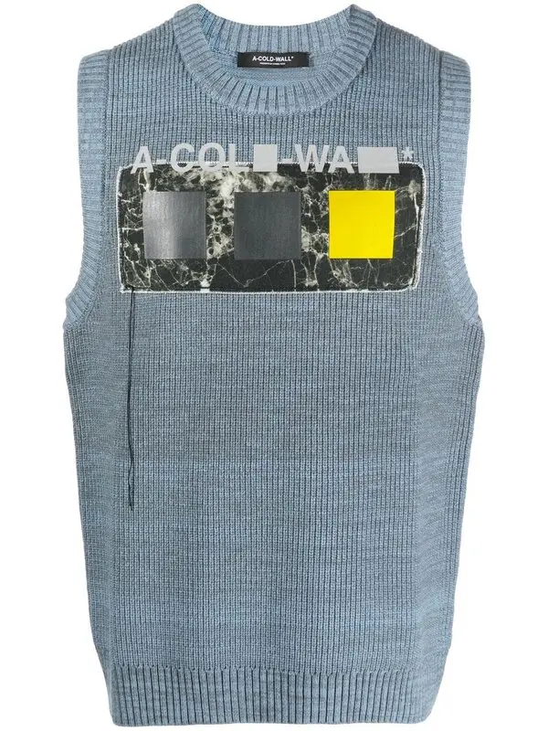 A-COLD-WALL* Patch-detail Sleeveless Jumper - Blue