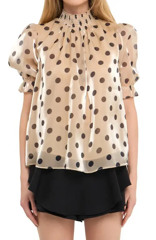 English Factory Polka Dot Puff Sleeve Top