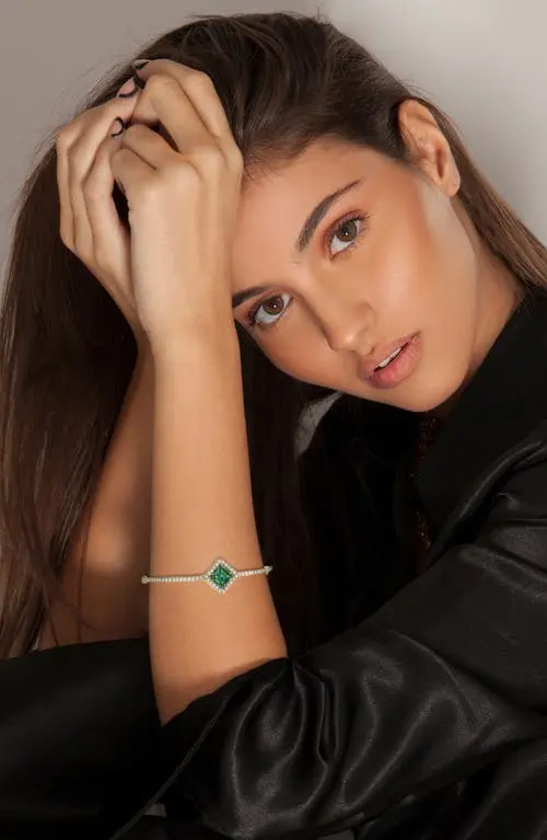 MINDI MOND Clarity Cube Emerald & Diamond Bracelet
