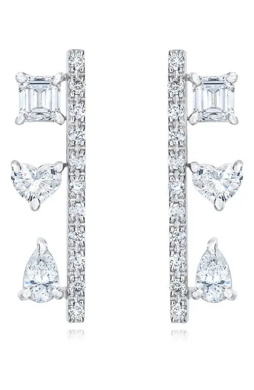 MINDI MOND Diamond Bar Drop Earrings - 18k Wg