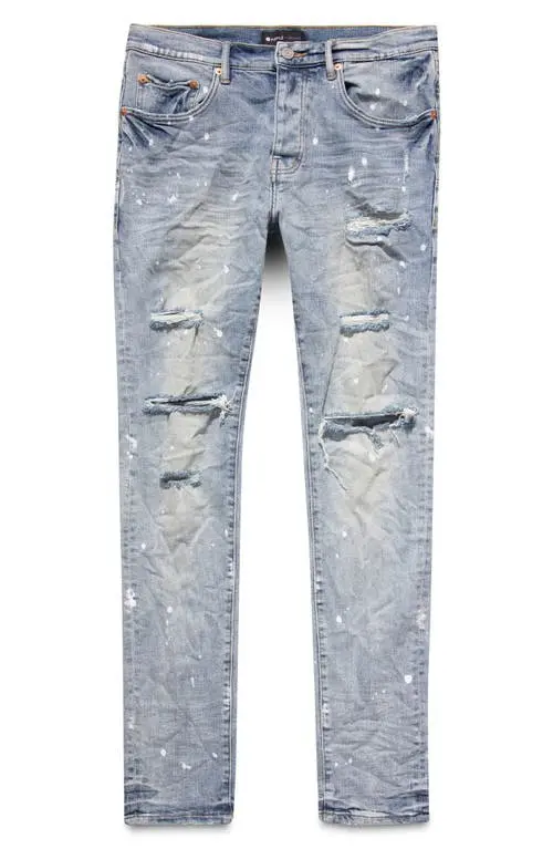 PURPLE BRAND Ripped Paint Splatter Stretch Skinny Jeans
