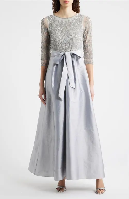 Pisarro Nights Sequin Bodice Gown - Silver
