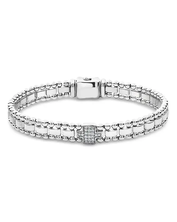 Lagos Sterling Silver And Diamond Link Bracelet - White/silver