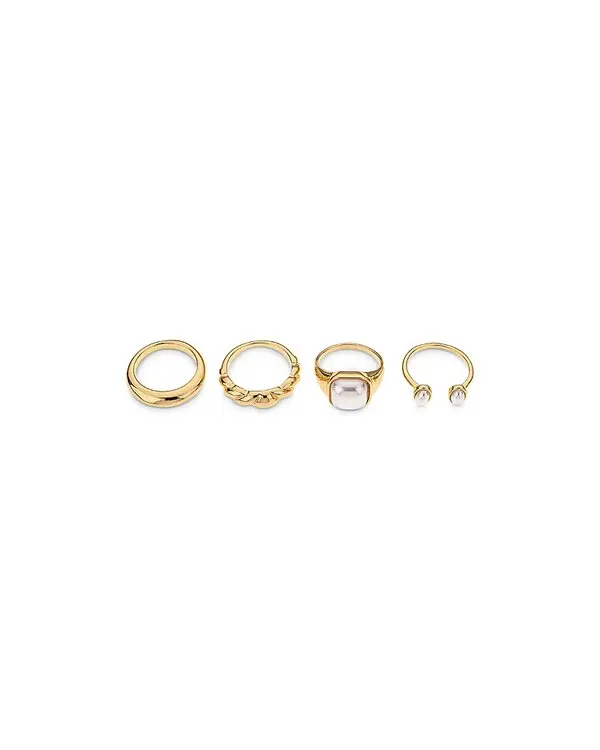 Ettika 18k Gold Plated Ring Set - Gold/white