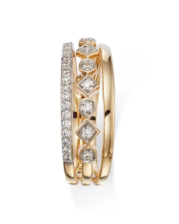 Bloomingdale'S Diamond Triple Row Ring In 14k Yellow 0.25 Tcw